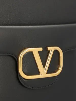 Valentino Garavani Leather Crossbody Bag With Gold Tone V Logo