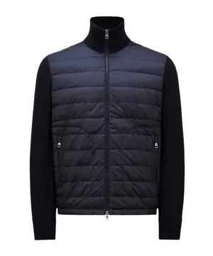 Moncler Padded Zip-up Cardigan With Zip Closure - Navy