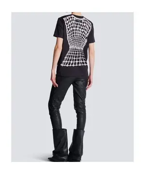 Balmain Faux Embroidery Print Loose T-shirt