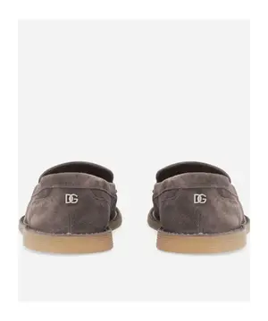 Dolce & Gabbana Dg Logo Plaque Suede Loafers - Black