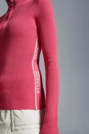 Moncler Half-zip Ribbed Logo Jumper