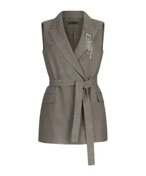 Liu Jo Sleeveless Waistcoat With Chevron Pattern And Metal Embellishment