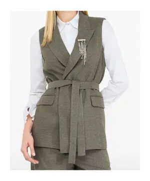Liu Jo Sleeveless Waistcoat With Chevron Pattern And Metal Embellishment
