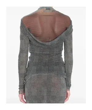 JEAN PAUL GAULTIER Long Sleeve Plaid Mesh T-shirt