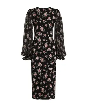 Dolce & Gabbana Roses-printed Charmeuse Dress