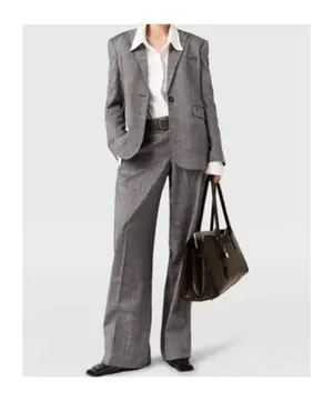Stella McCartney Wide Leg Pinstripe Trousers - Grey