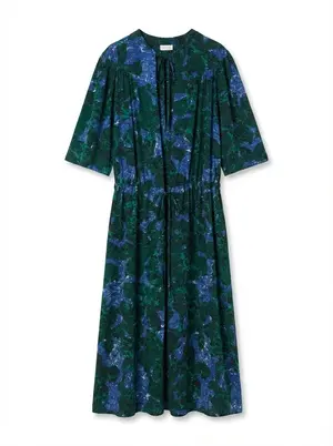Dries Van Noten Graphic Print Short Sleeve Midi Dress