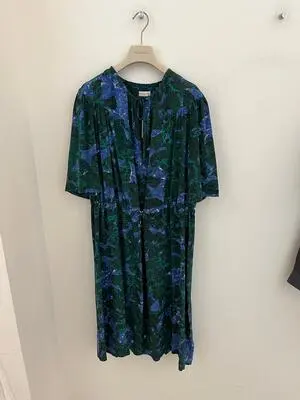 Dries Van Noten Graphic Print Short Sleeve Midi Dress