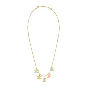 Celine Gold-faced Brass Enamel Necklace - Polychromatic