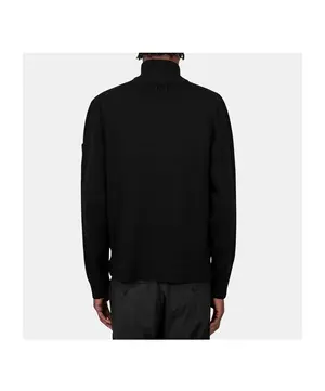 C.P. COMPANY Zip-up Knitwear With Stand Collar - Black