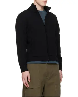 C.P. COMPANY Zip-up Knitwear With Stand Collar - Black