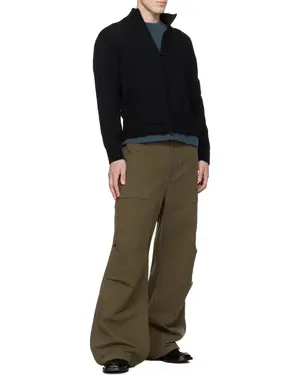 C.P. COMPANY Zip-up Knitwear With Stand Collar - Black