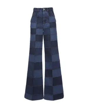 Chloé Patchwork Wide-leg Jeans - Blue