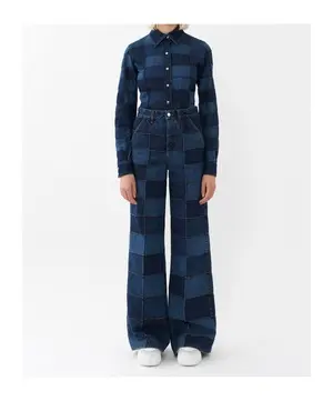 Chloé Patchwork Wide-leg Jeans - Blue
