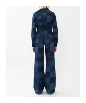 Chloé Patchwork Wide-leg Jeans - Blue