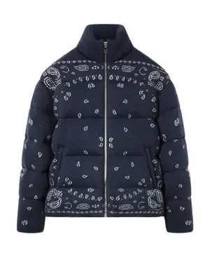 Alanui Bandana Jacquard Puffer Jacket - Black