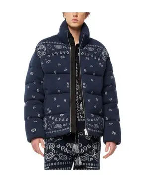 Alanui Bandana Jacquard Puffer Jacket - Black