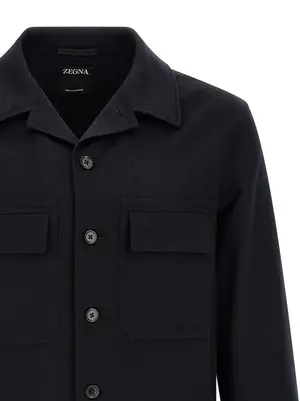 Zegna Single Breasted Jacket - Dark Blue