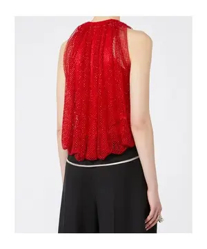 Sportmax Embellished Mesh Tank Top - Red