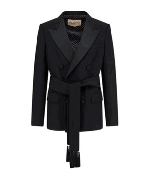 Valentino Garavani Double-breasted Belted Jacket - Black