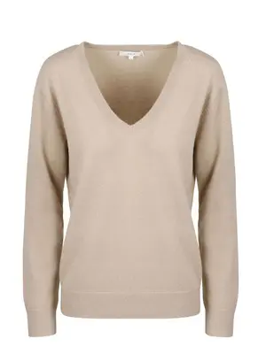 Vince Vince V-Neck Boxy Knitted Sweater Nude