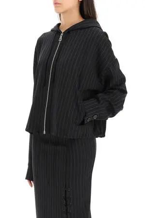 Sportmax Logo Pinstripe Zip-up Casual Jacket
