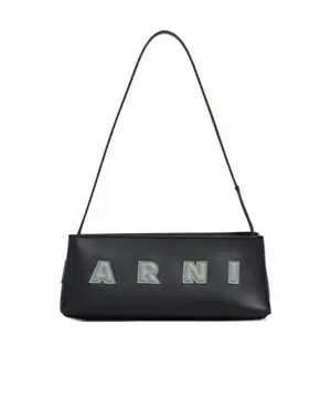 Marni Logo Detailed Shoulder Bag - Black