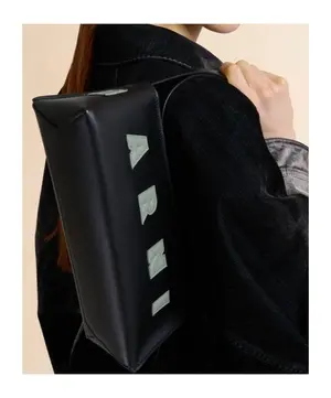 Marni Logo Detailed Shoulder Bag - Black
