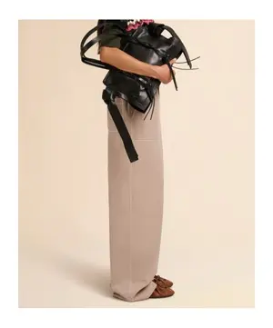 Marni High-waisted Elasticated Paper Bag Waist Gabardine Trousers - Cement