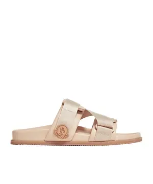 Moncler Logo Patch Slides - Pink