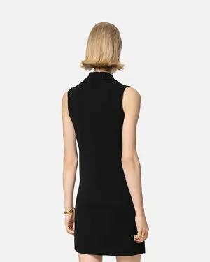 Versace Sleeveless Button-up Knitted Mini Dress With Medusa '95 Hardware