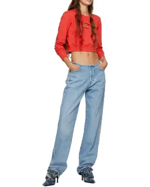 DIESEL® F-slimmy-od Cropped Sweatshirt - Red