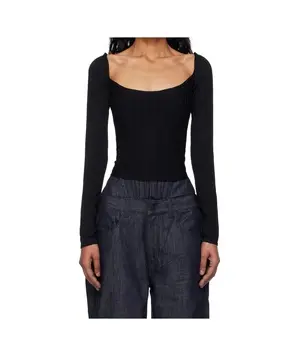 MUGLER Square-neck Long-sleeve T-shirt