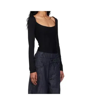 MUGLER Square-neck Long-sleeve T-shirt