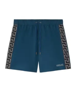Versace Patterned Stripe Swim Shorts - Blue