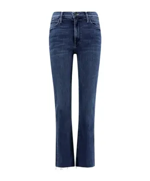 MOTHER Logo Embroidered Mid Rise Dazzler Ankle Fray Jeans