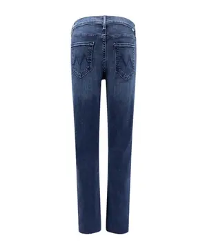 MOTHER Logo Embroidered Mid Rise Dazzler Ankle Fray Jeans