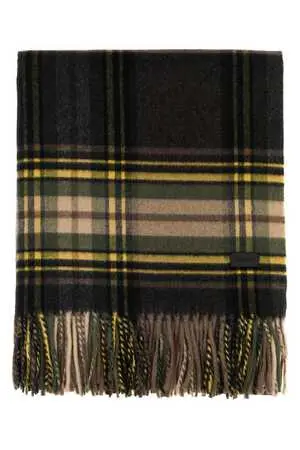 Saint Laurent Checked Fringed Scarf - Black