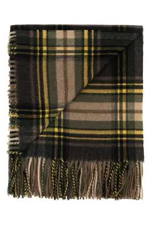 Saint Laurent Checked Fringed Scarf - Black