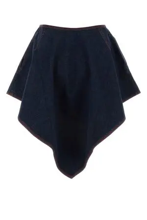 Alaïa Asymmetrical Denim Skirt With Contrast Stitching - Blue