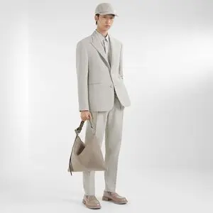 Fendi Beige Jacquard Fabric Trousers - White