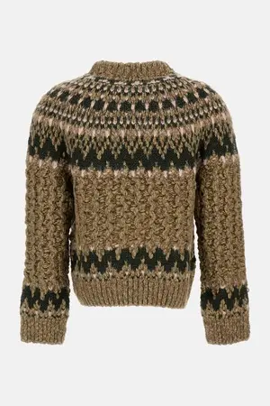 Moncler Long-sleeved Fair Isle Knit Sweater - Brown