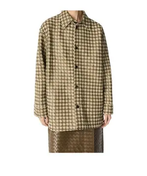 Bottega Veneta Intrecciato Leather And Suede Shirt - Nude