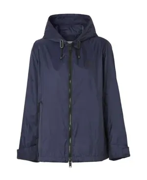 Burberry Zip-up Casual Jacket With Drawstring Hood - Blue