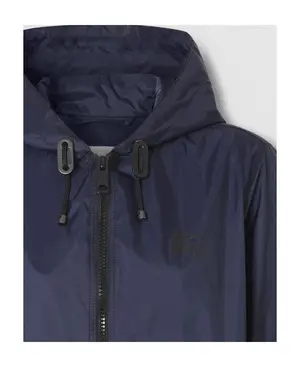 Burberry Zip-up Casual Jacket With Drawstring Hood - Blue