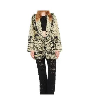 Alanui Ocean Whispers Cardigan With Geometric Motif And Fringed Edges