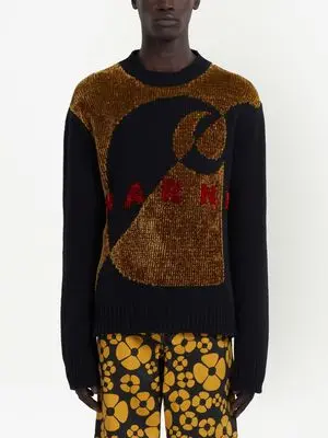 Marni X Carhartt Logo Intarsia Knit Crewneck Jumper