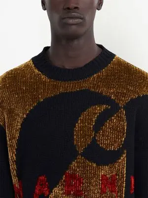Marni X Carhartt Logo Intarsia Knit Crewneck Jumper