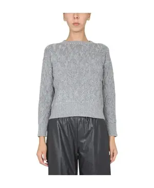 Fabiana Filippi Lurex Detailed Cable Knitted Jumper - Gray