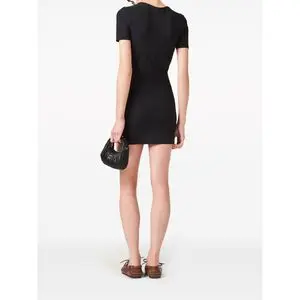 Miu Miu Stretch Jersey Logo Embellished Mini Dress